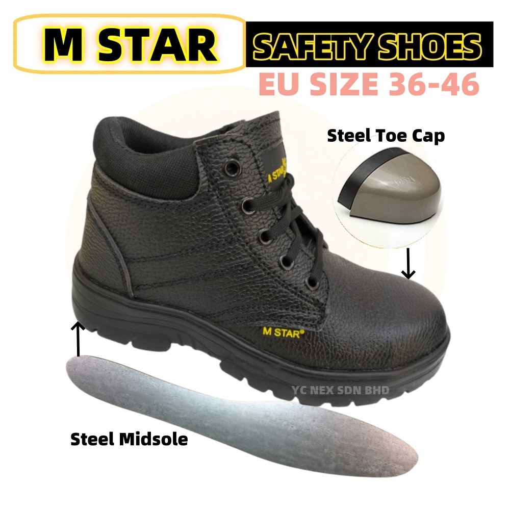 SAFETY SHOES / SAFETY BOOTS MID CUT STEEL TOE CAP BLACK WORK SHOES ...