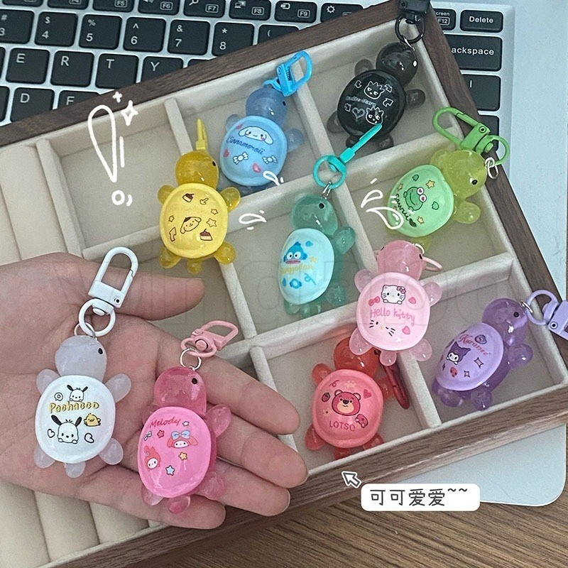 Cartoon Kuromi KT Melody Glow in the dark Turtle Keychain Pendant ...