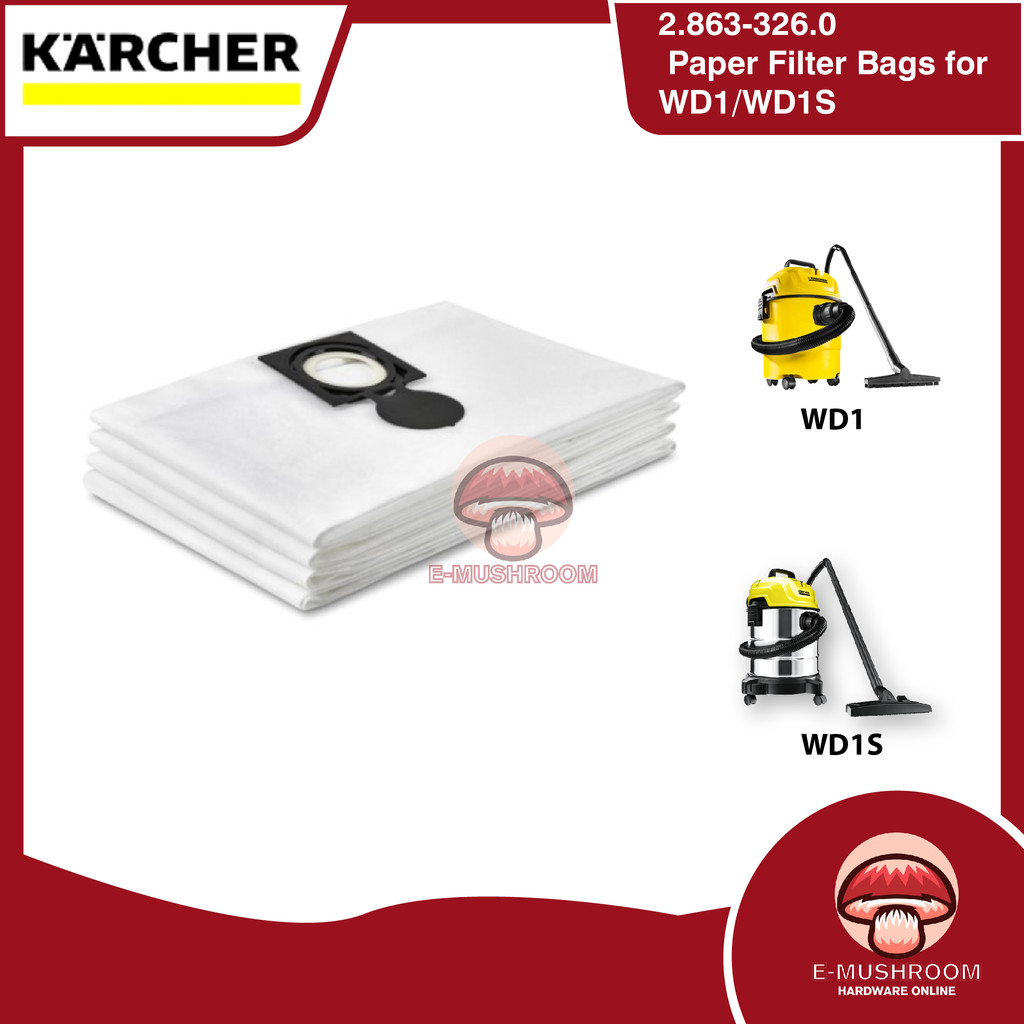 Karcher Paper Filter Bags KFI137 For MV1/WD1/WD1S 4Pcs Paper Bag 2.863 ...
