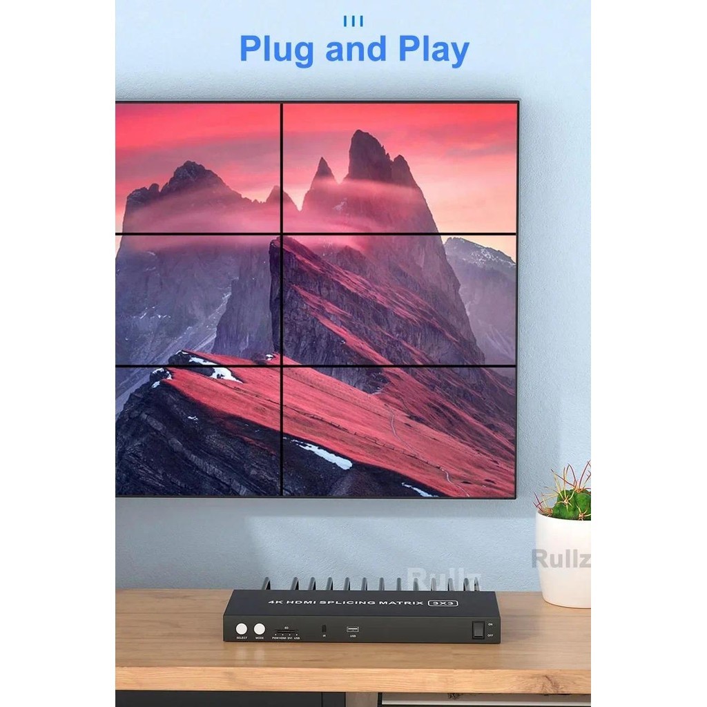 4K HDMI Splicing Matrix 3x3 Video Wall Controller Multi Screen Monitor ...