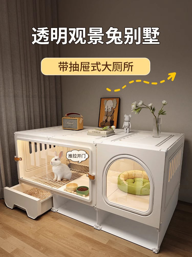 Rabbit Cage Household Villa With Toilet Automatic Manure Cleaning Extra ...