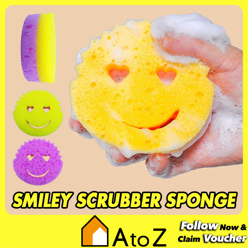 Magic Cleaning Sponge Wipe Strong Scouring Pad Dishwashing Smiley ...
