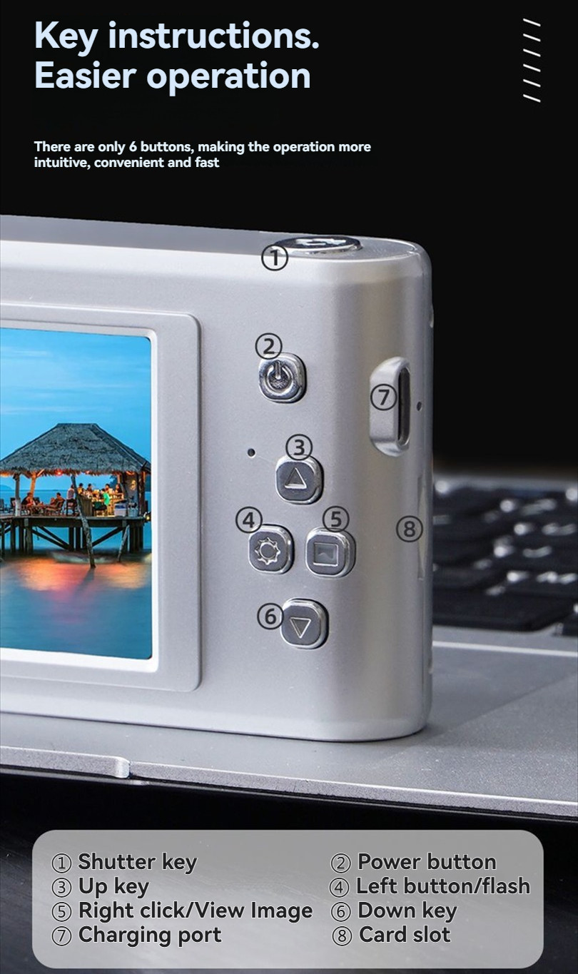 Mini Digital Camera 50MP 4K Zoom Self-Timer 64GB Extended Memory Anti ...