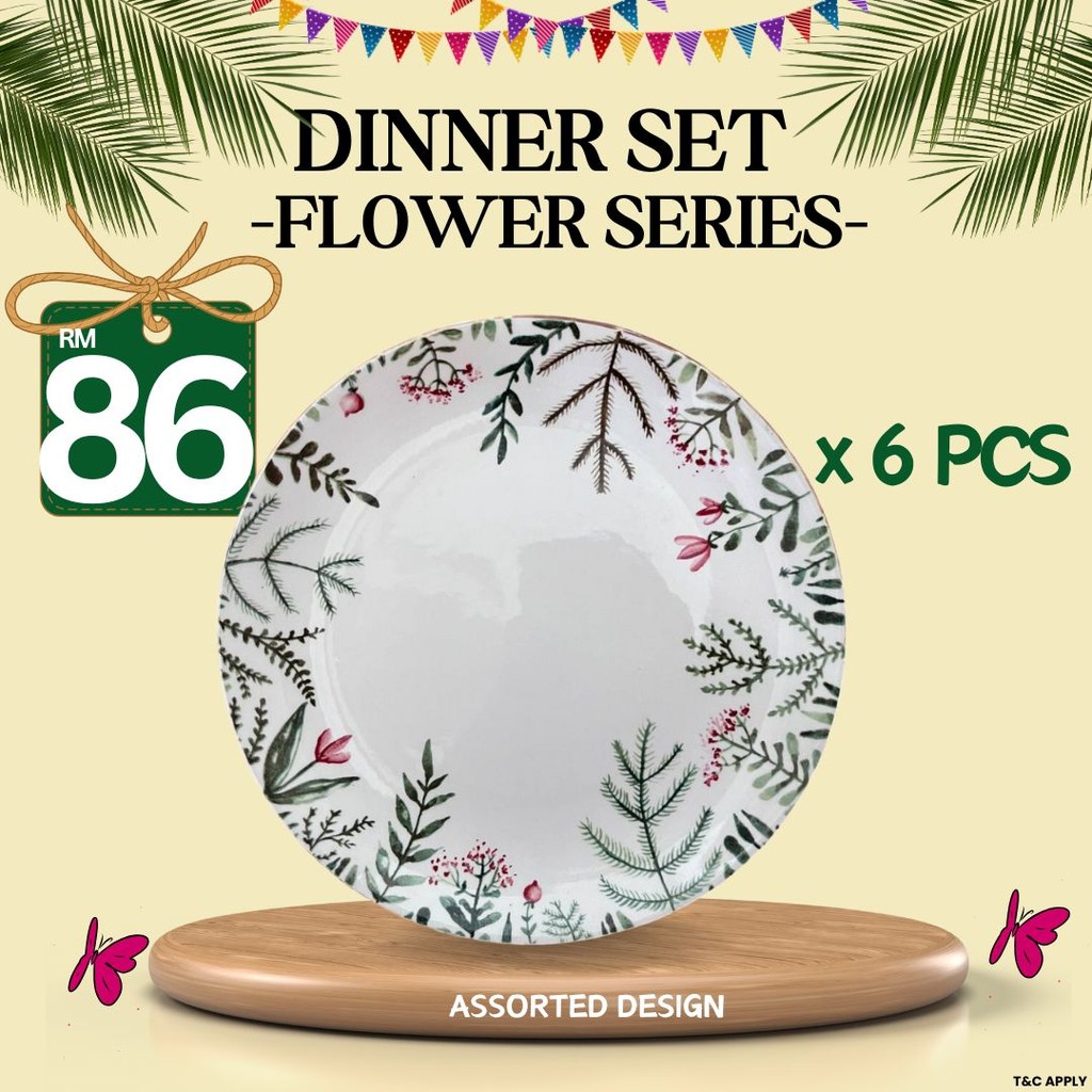 CLAYTAN SET PROMO PINGGAN MAKAN 10 INCI (6 PCS) | 10" DINNER PLATE SET ...