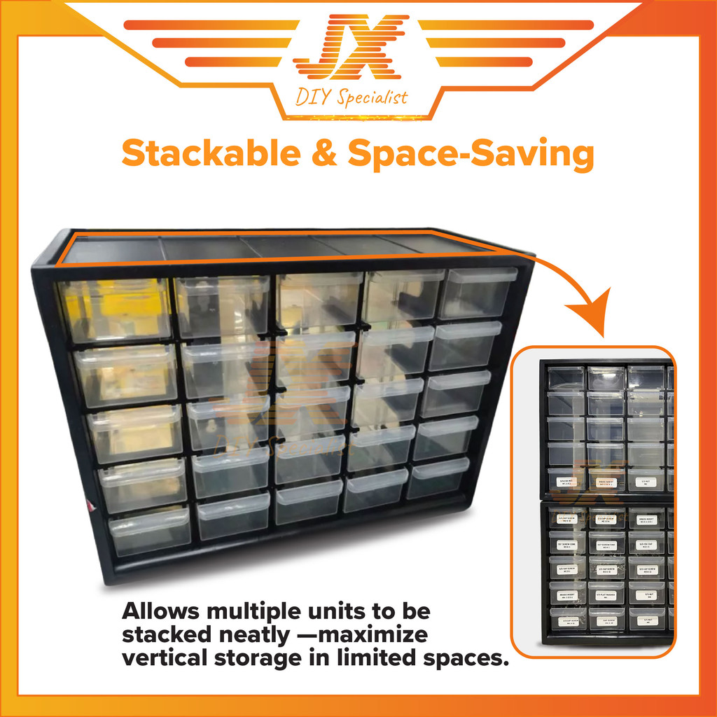 25 Multipurpose Small Item Accessories Storage Plastic Drawer Stackable ...