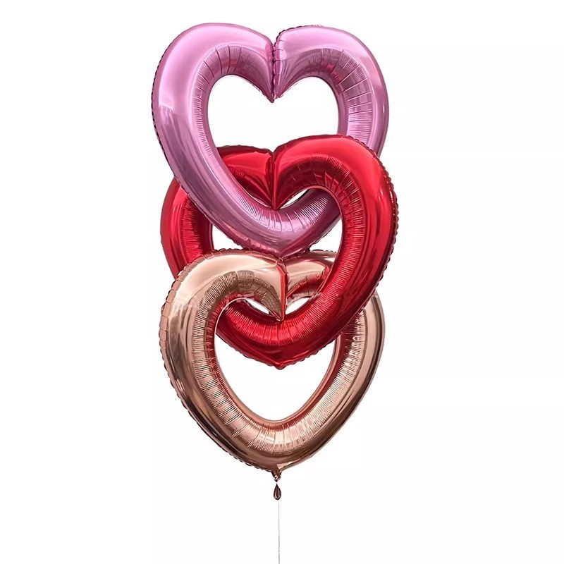 40-inch Hollow Couple Heart-shaped Aluminum Film Balloon 84x84cm Large ...