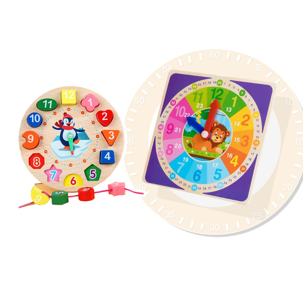 Caseattack Wooden Shape Blocks Sorting Matching Clock Baby Kids Toys ...