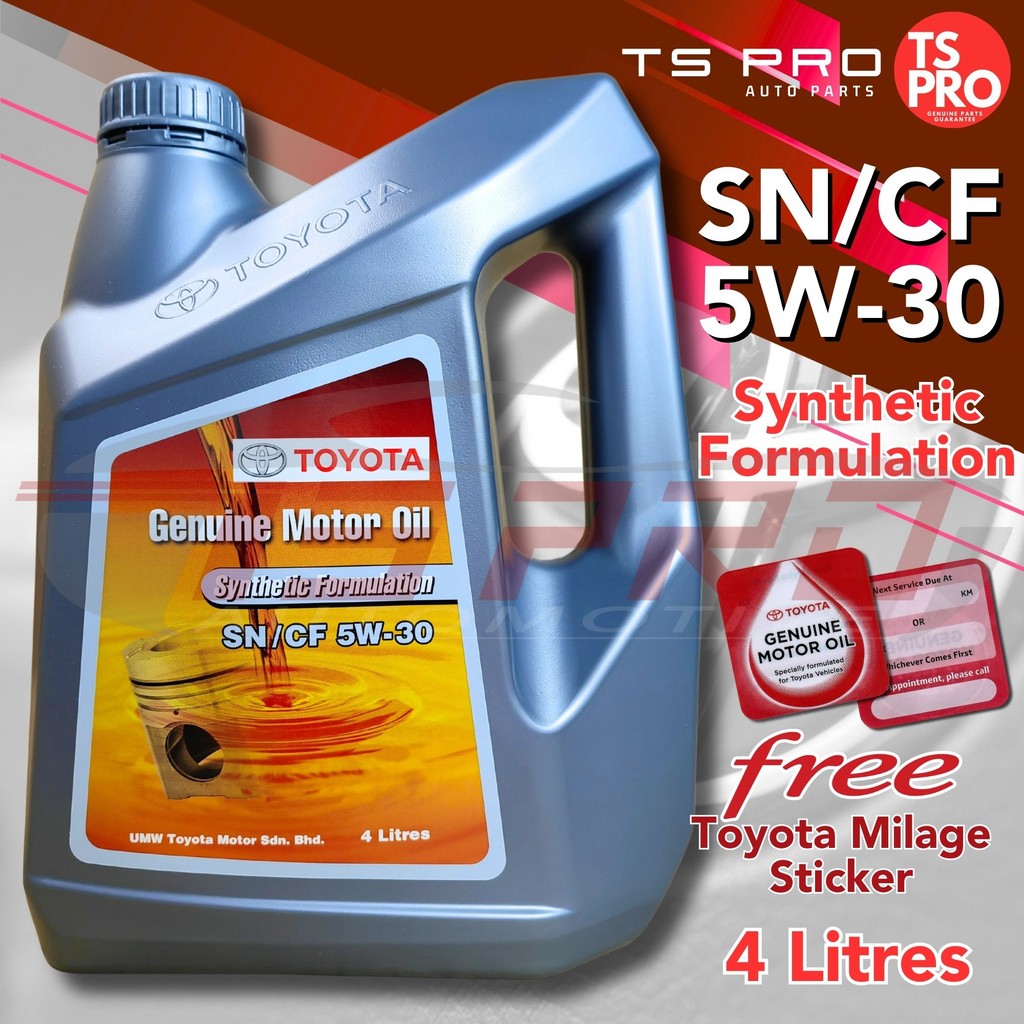 Toyota Genuine 5W-30 5W30 API SN/CF Engine Oil (4L) - Semi Synthetic ...