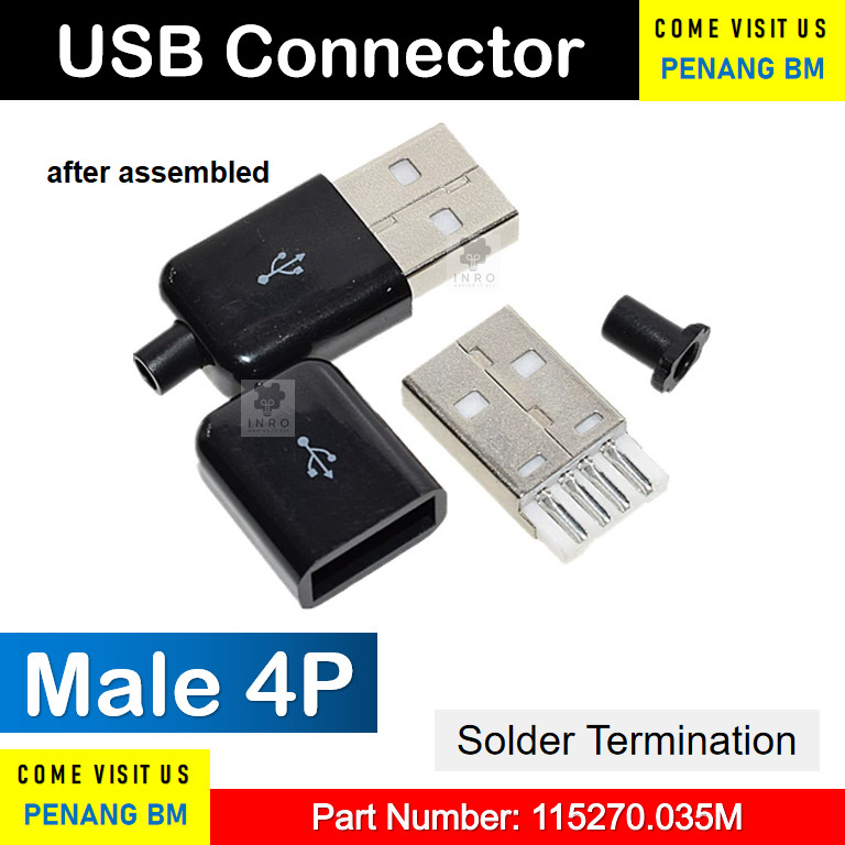 Penang BM USB 4P Connector USB Male Connector Female Connector | Shopee ...