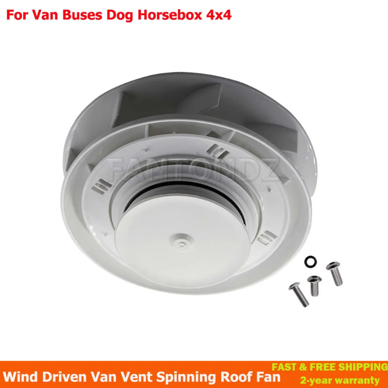 Wind Driven Van Vent Spinning Roof Fan Low Profile Rotary Dog Horse Air ...