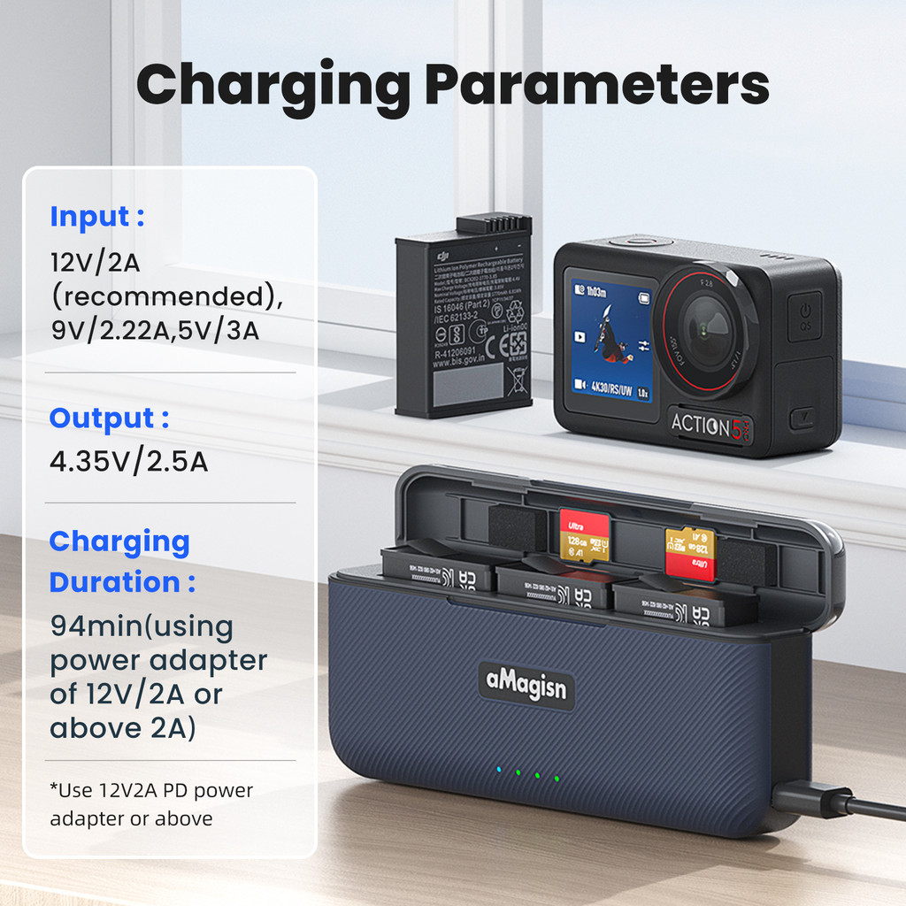 aMagisn DJI OSMO 360/Action5Pro Fast charger + aMagisn cold-resistant ...