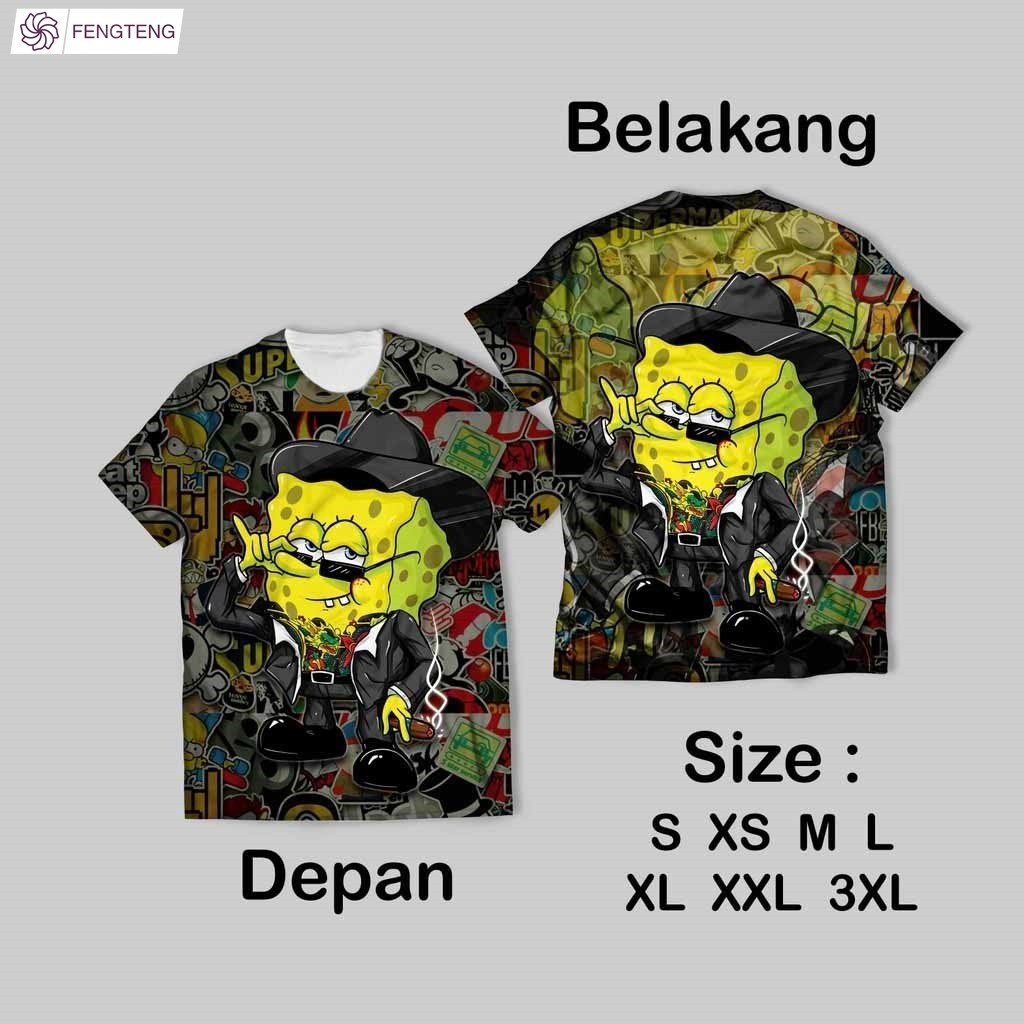 Fullprint Cartoon T-shirt | Spongebob Cartoon | Spongebob AOP t-shirt ...
