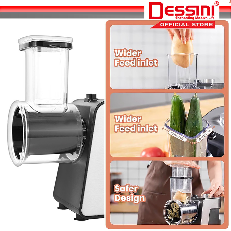 DESSINI ITALY Electric Vegetable Fruit Slicer Spiralizer Cutter Chopper ...
