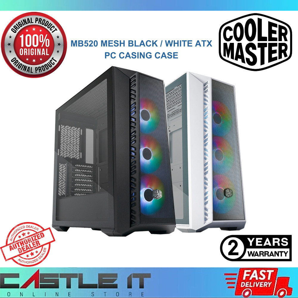 Cooler Master MasterBox MB520 Mesh BLACK / WHITE ATX PC Casing Case ...