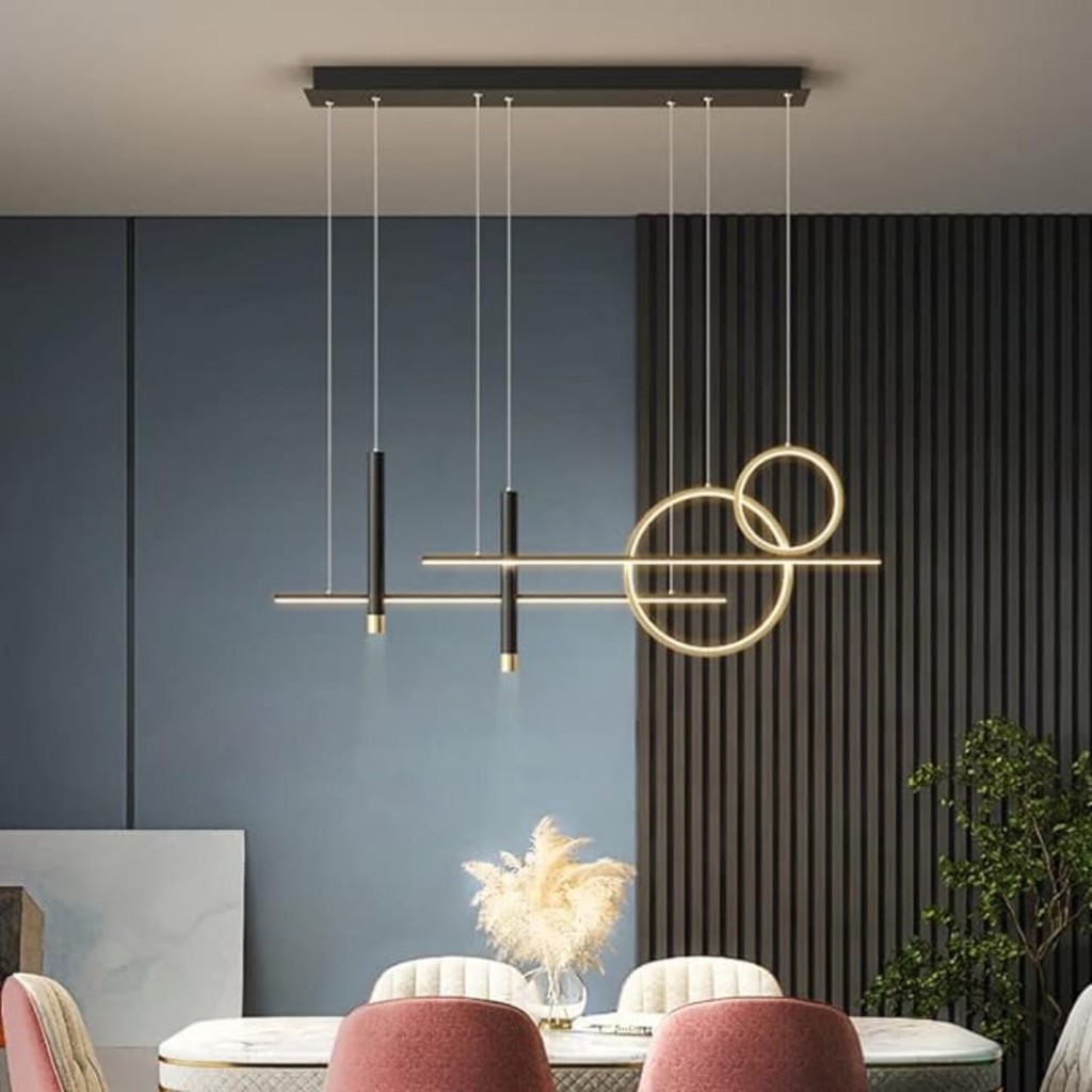 Modern LED Linear Chandeliers Hanging Light Office Kitchen Pendant ...