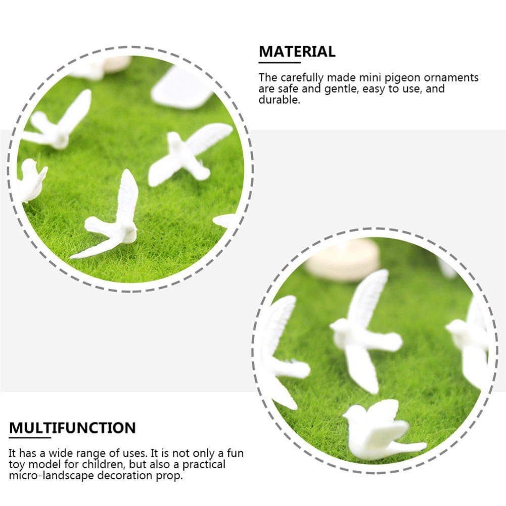 BYK Miniature Birds for Crafts Little White Pigeon Model Toys Models ...