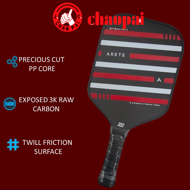 CHAOPAI ARETE Carbon FIBER 14MM PICKLE PADDEL RED Carbon Fiber ...