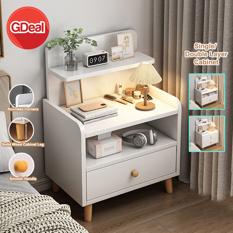 GDeal Single/Double Layer Storage Cabinet Heightened Bedside Rack ...
