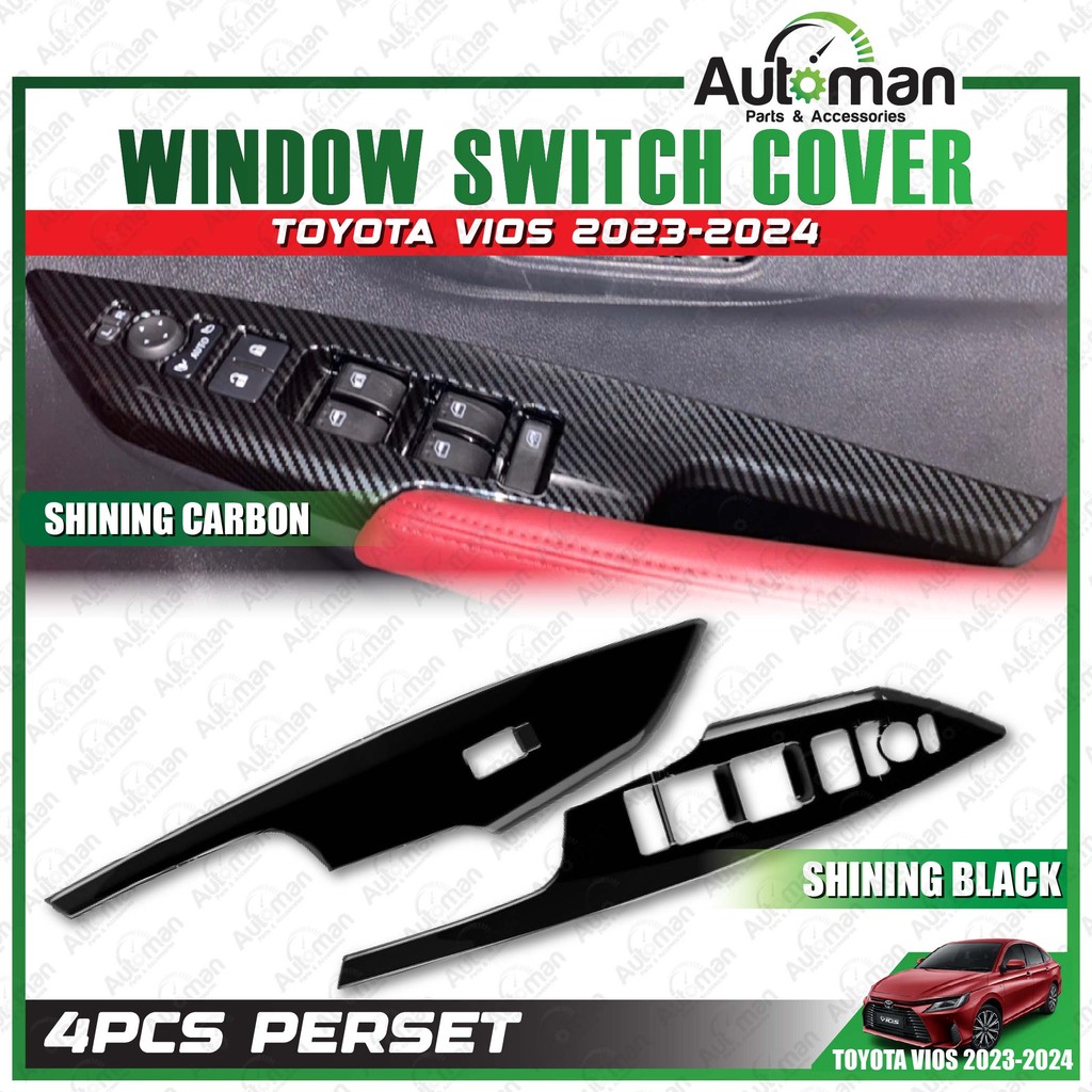 TOYOTA VIOS NEW 2023 - 2024 Window Switch Cover Carbon Glossy Black ...