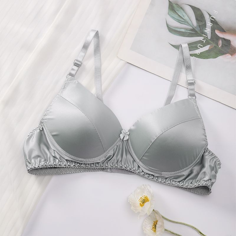 Ice silk bra, bra for women, push up bra, solid color, no steel ring ...