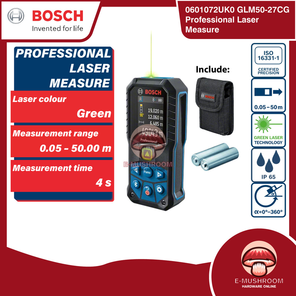 Bosch GLM 50-27 CG Laser Rangefinder Laser Level Laser Measurement Home Improvement 0601072UK0 ...