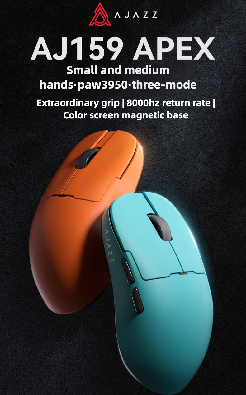AJAZZ AJ159 Game Mouse Lightweight 8Khz Three-mode Wireless Color Screen Charging Base E-sports ...