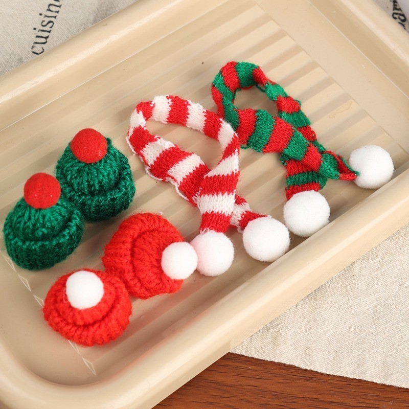 20Pcs Mini Christmas Hat & Scarf Ornament - DIY Knitting Santa Hat ...