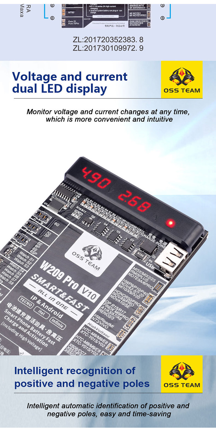 W209 Pro V9 Battery Activation Board for iPhone 6-X 11 12 13 14 15 16 Samsung Xiaomi Android ...