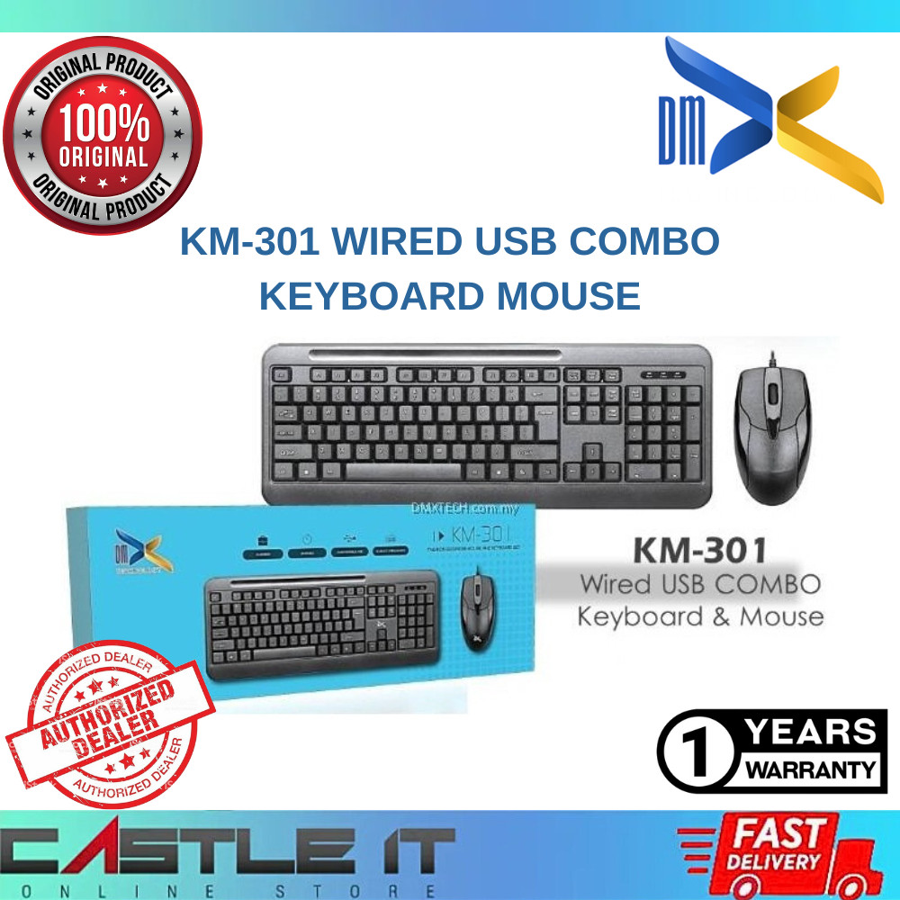 DMX KM-301 Wired USB Combo Keyboard Mouse Black For Business Home ...