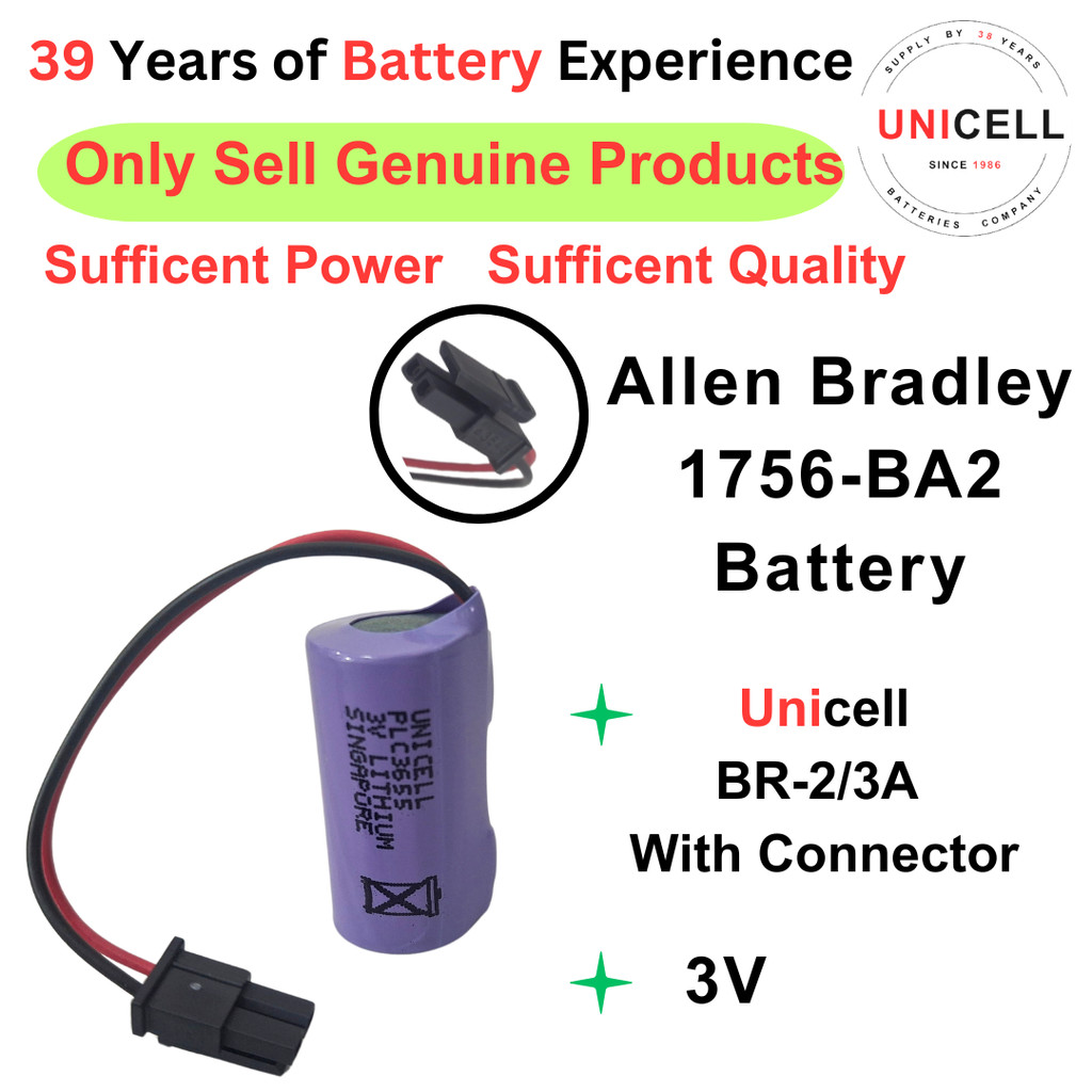 3V UNICELL BR-2/3A WITH CONNECTOR Allen Bradley 1756-BA2 battery ...