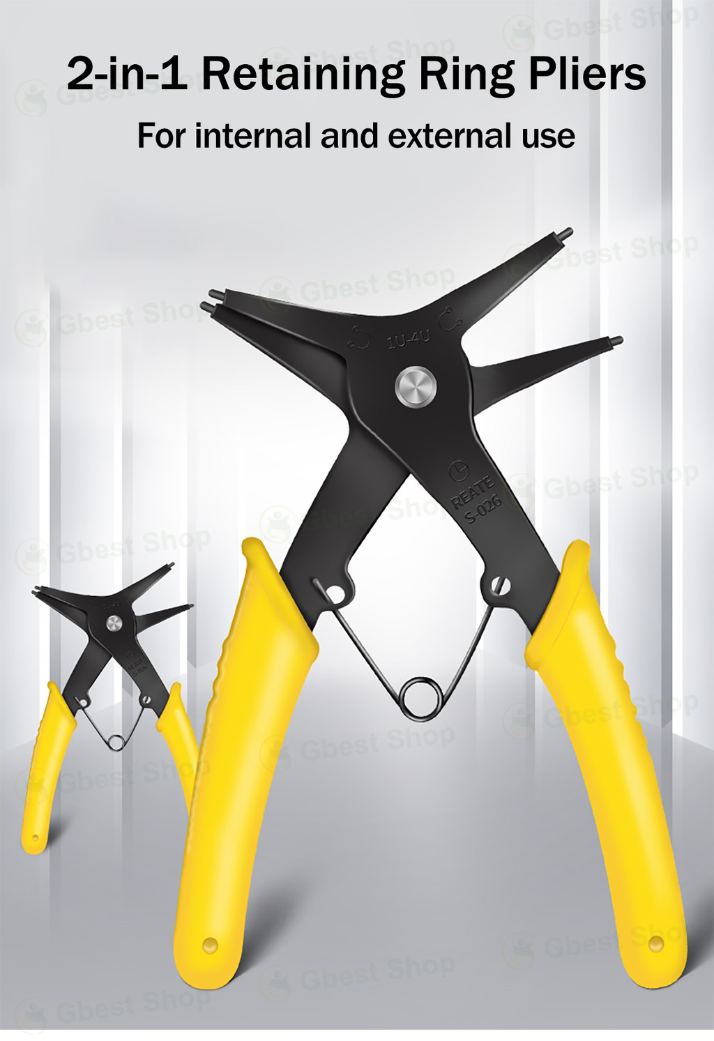 2-in-1 Pro Circlip Snap Ring Pliers 10-40mm Pemotong Cincin Retainer 2 ...