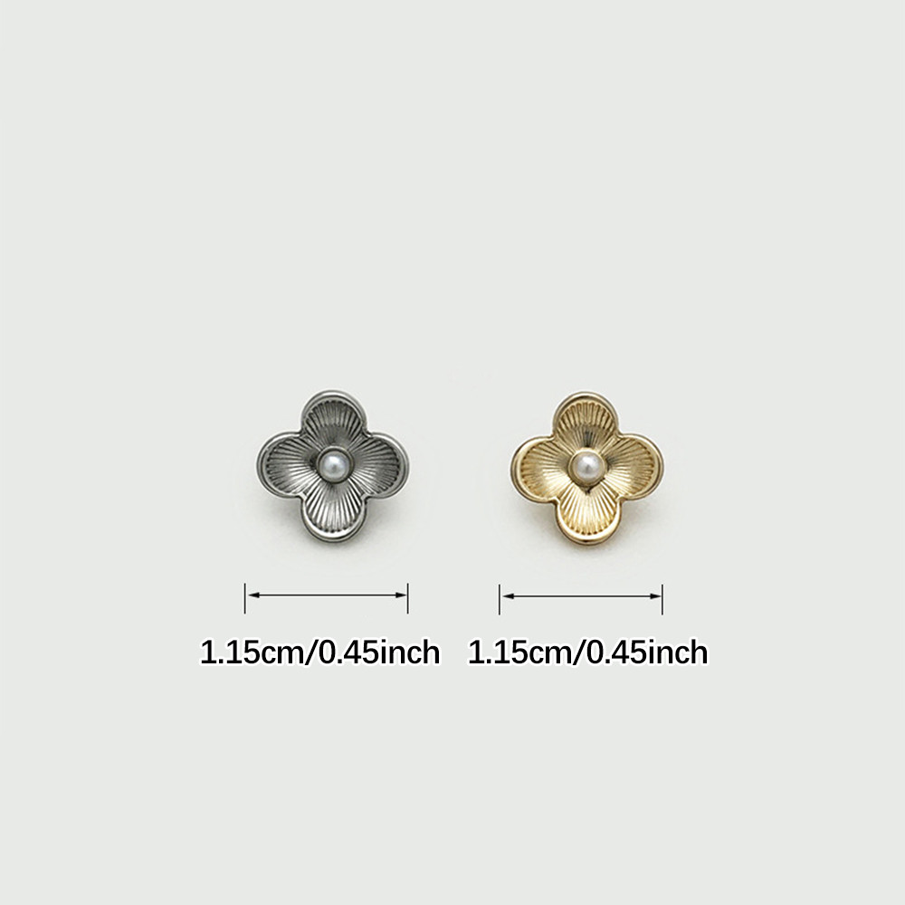 10-Pack Elegant Floral Pearl Metal Buttons for Shirt Dress 11.5mm Gold ...