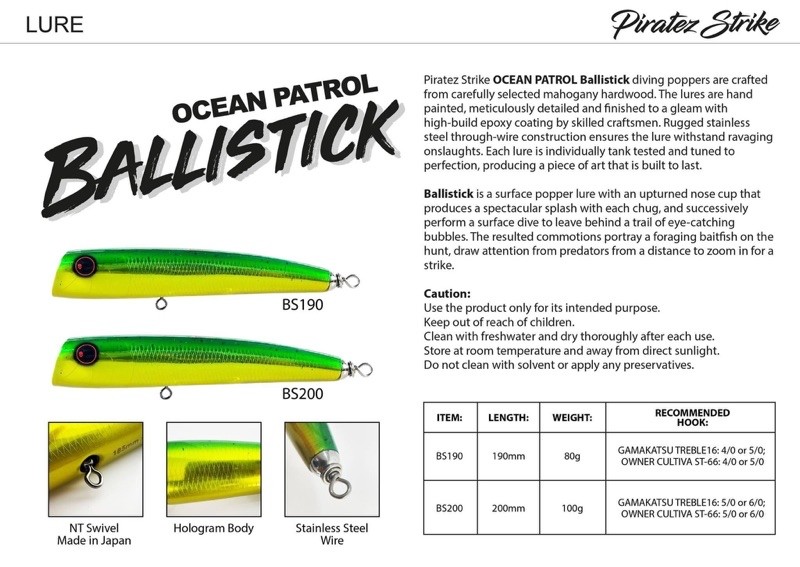 2024 PIRATEZ STRIKE OCEAN PATROL BALLSTICK DIVING POPPER PENCIL POPPER ...