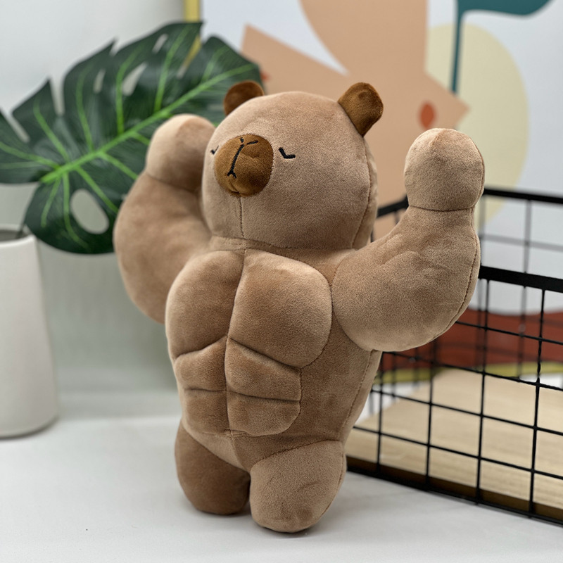 PLUS Brown muscle bear plush toy, brown muscle bear plush toy, soft ...