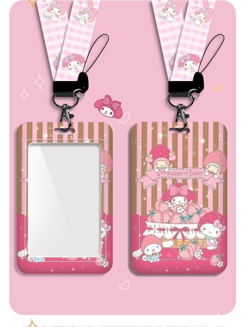 Cute Hello Kitty Kuromi ID Badge Card Holder Lanyard Sanrio Girls Door ...