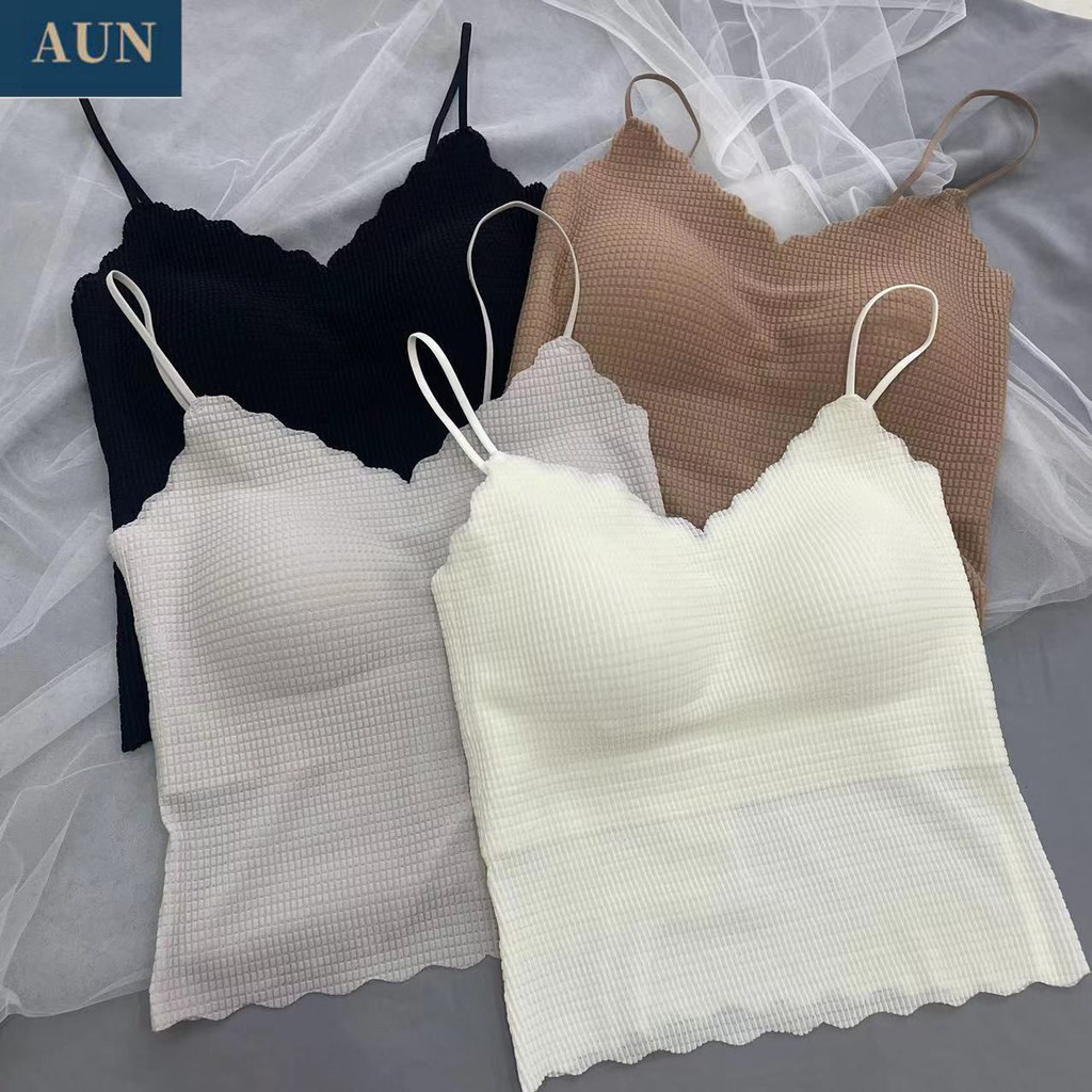 Bottoming Shirt with Chest Pad Vest Inner Ladies Sling Cube Sugar Grid ...