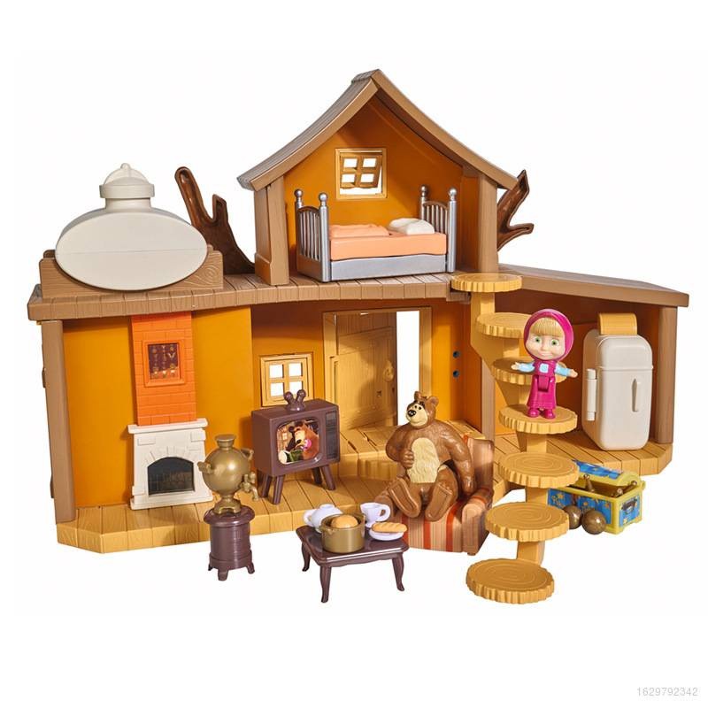 in stock Kids Masha and The Bear Action Figure House Set Baby Play ...