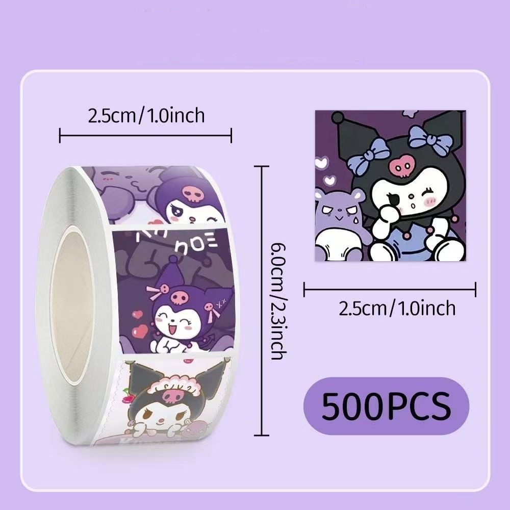 Sanrio Licensed 500-Pack Reseal Stickers | Kuromi & Cinnamoroll Dual ...