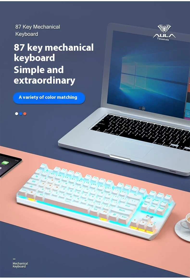 Aula F3087 Mechanical Keyboard Wired 87 Key Esports Game Desktop ...