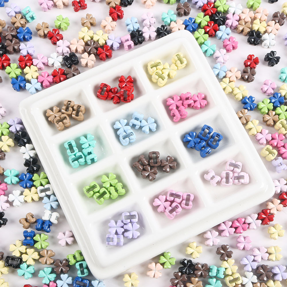 5pcs Mixed Colors Leaves Shape Four-way Hole Alloy Spacer Charms Beads ...