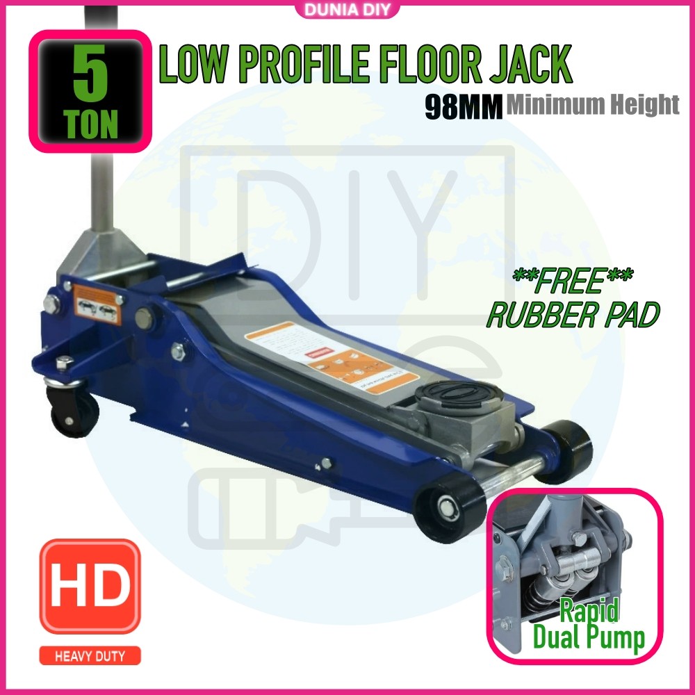 Heavy Duty 5 Ton Floor jack Ultra Low Profile Rapid Dual Pump Garage ...