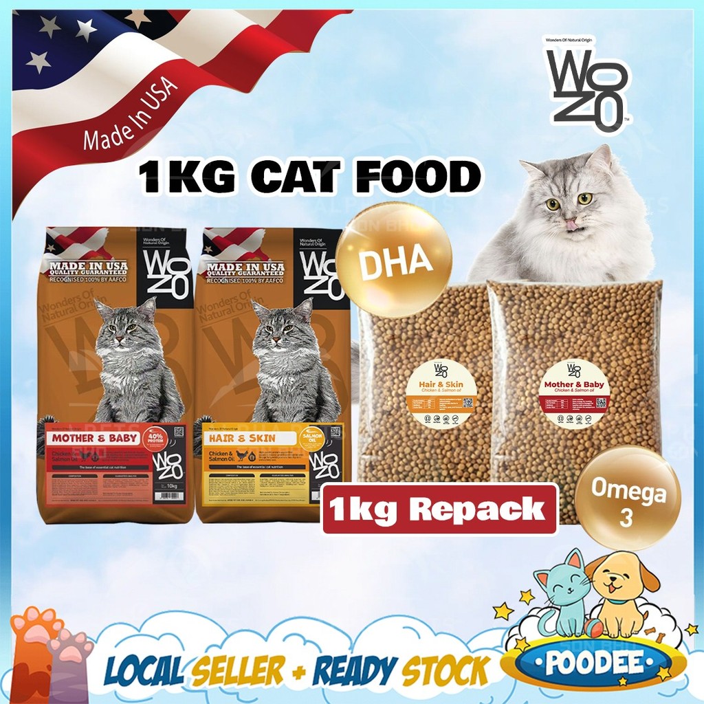 POODEE WONO 1KG Repack Premium Cat Food Hair & Skin Mother Baby All ...