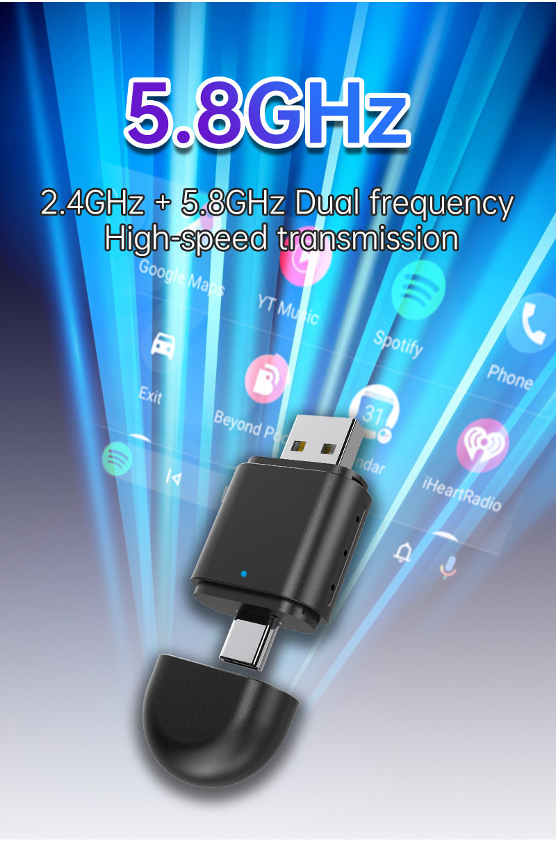 2in1 Wireless CarPlay&Android Auto Wireless Adapter Smart USB Dongle ...