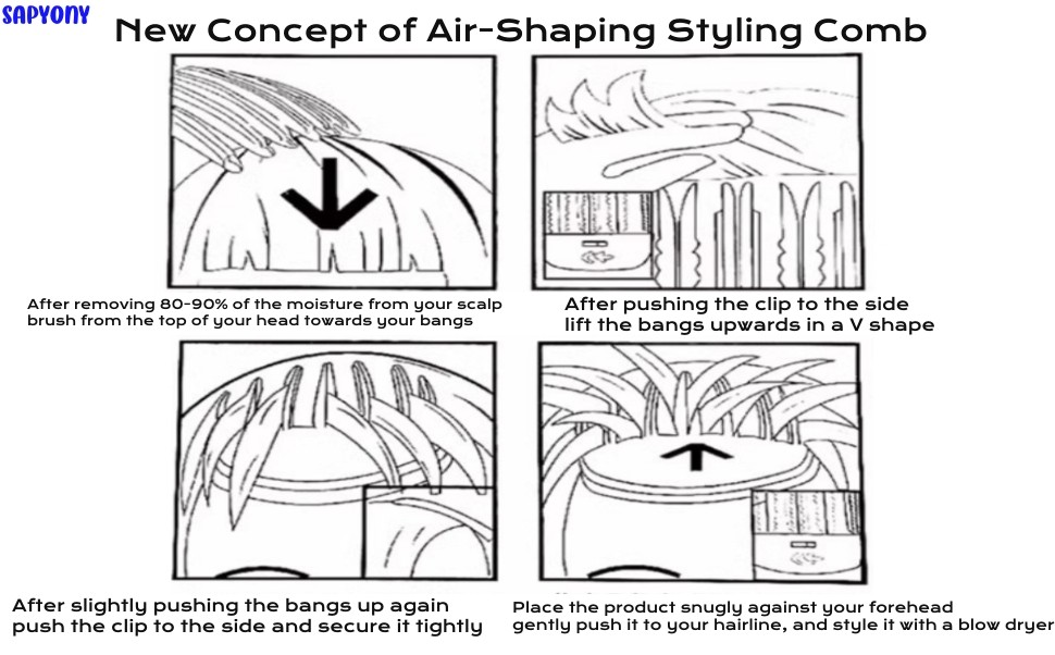 Wind Shaping Styling Comb for Fluffy Bangs, Easy High Crown Volume Tool ...