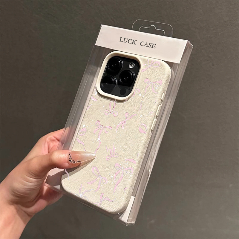 Exquisite Pink Bow Tie Phone Case Compatible for IPhone 13 15 12 11 14 ...