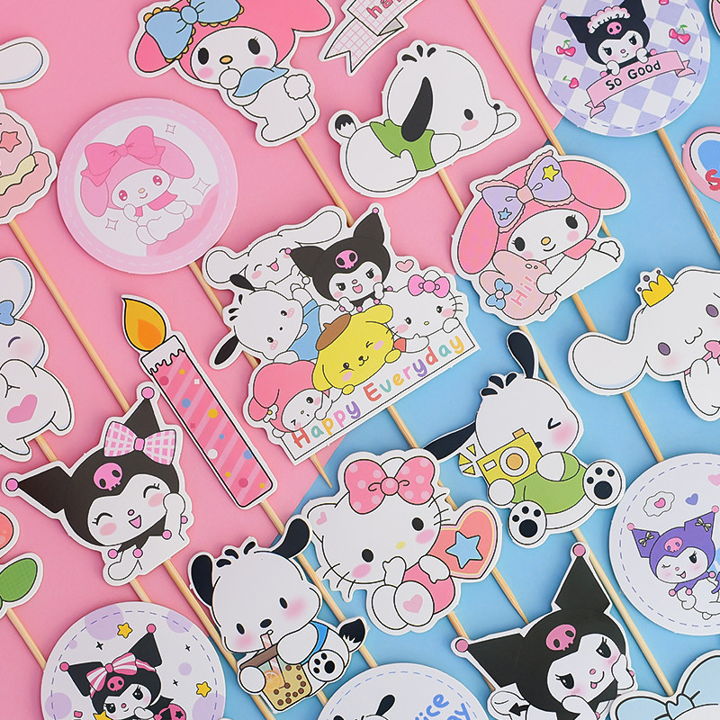 Exclusive Design】Cute Kuromi Cake Decoration toppers Cinnamoroll Pacha ...