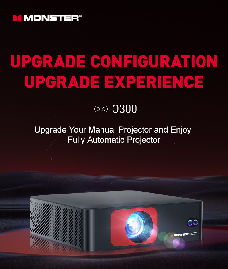 MONSTER O300 Android 1080P Decoding Projector WiFi6 Fully Auto Focus ...