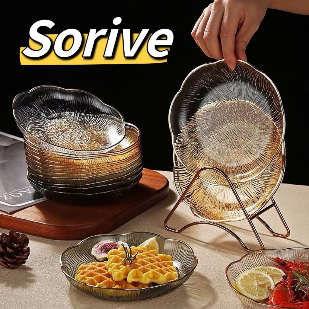 Light Luxury Wavy Pattern Crystal Fruit Food Plate Pinggan Transparent ...