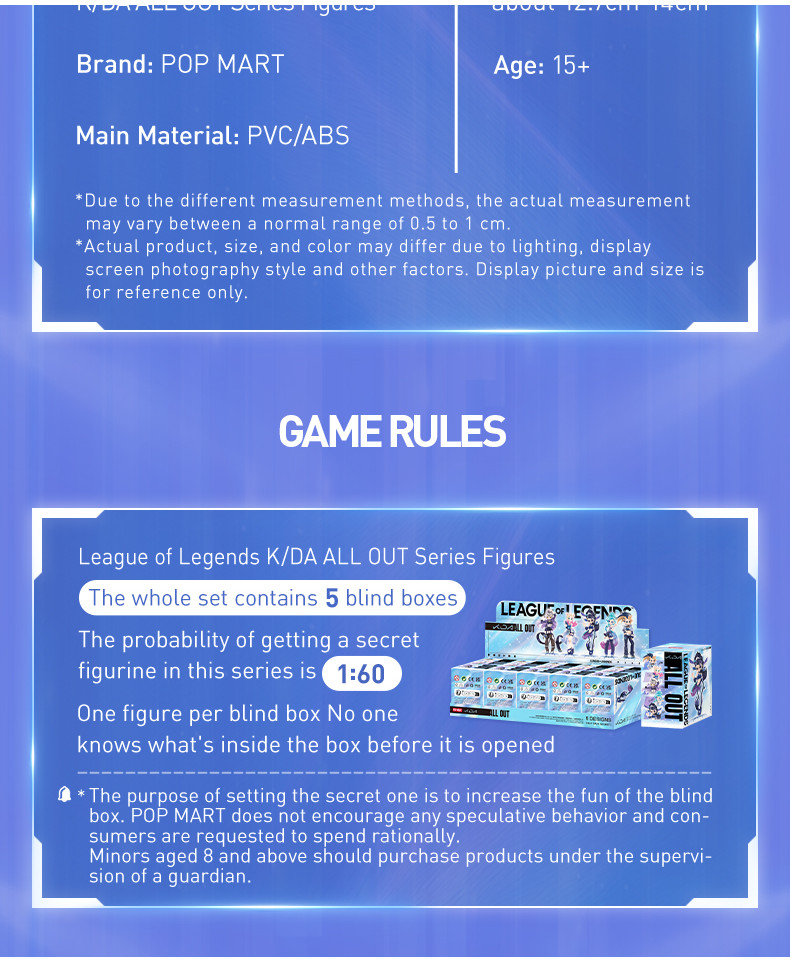 POP MART League of Legends K/DA ALL OUT Series Figures Blind Box Toy ...