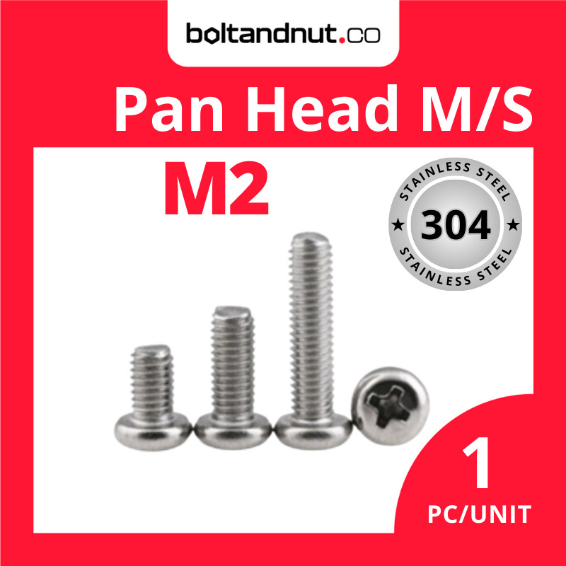 M2 Phillips Pan Head Screw JIS | SUS 304 Stainless Steel Grade A2-70 ...